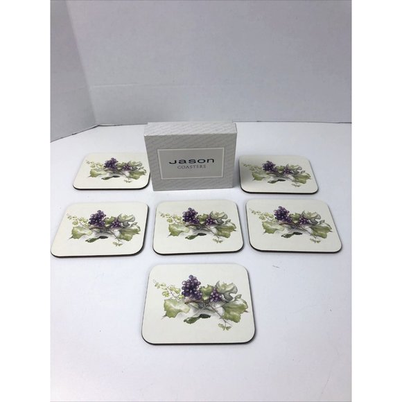 Jason | Other | Vintage Jason Coasters 6 Wbox New Zealand Grapes Cork ...